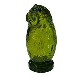 Pilgrim Glass | Accents | Vintage Pilgrim Glass Avocado Green Owl Hand ...